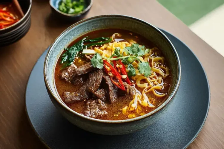 Satay Beef Noodle Soup - Gourmet Martha