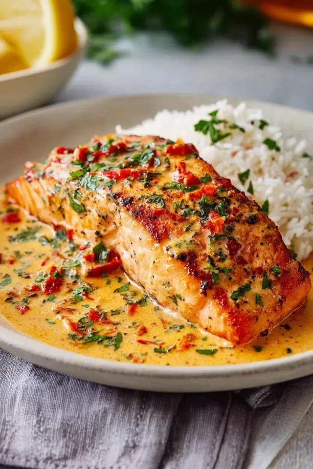 Creamy Roasted Red Pepper Salmon - Gourmet Martha
