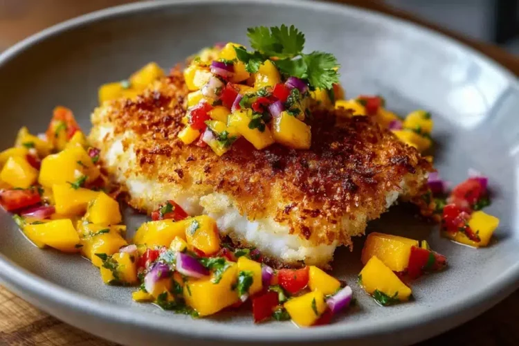 Coconut Crusted Fish with Mango Salsa - Gourmet Martha