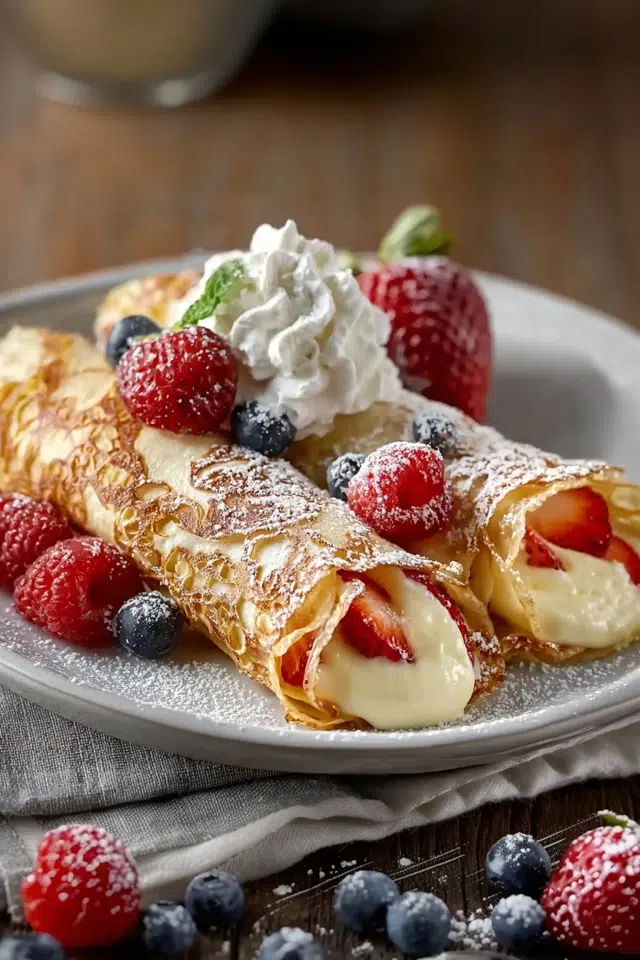 Cheesecake Crepe Roll Ups - Gourmet Martha