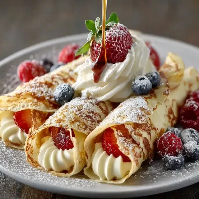 Cheesecake Crepe Roll Ups - Gourmet Martha