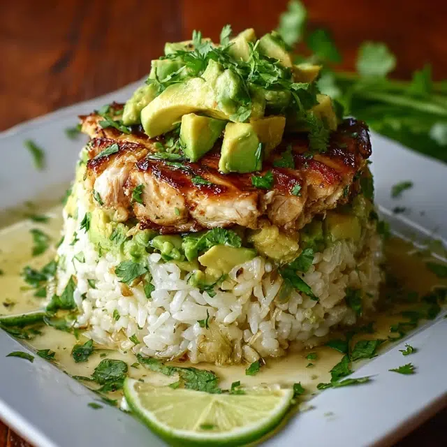 Honey Lime Chicken Avocado Rice Stack - Gourmet Martha