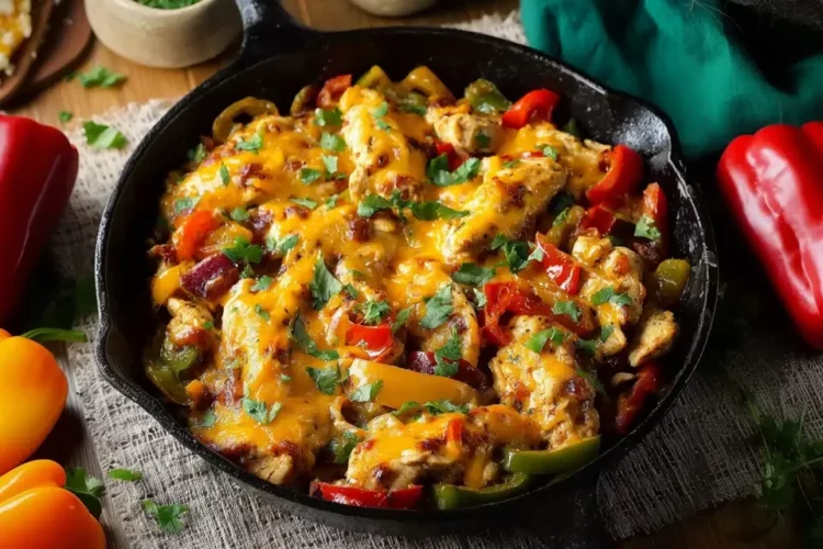 Cheesy Baja Chicken Bell Pepper Skillet - Gourmet Martha