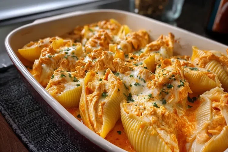 Creamy Buffalo Chicken Stuffed Shells - Gourmet Martha