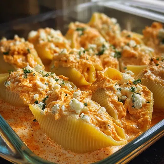 Creamy Buffalo Chicken Stuffed Shells - Gourmet Martha
