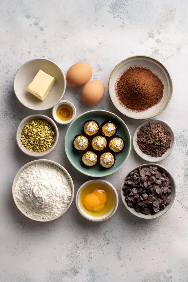 Pistachio Ferrero Rocher Brownies - Gourmet Martha