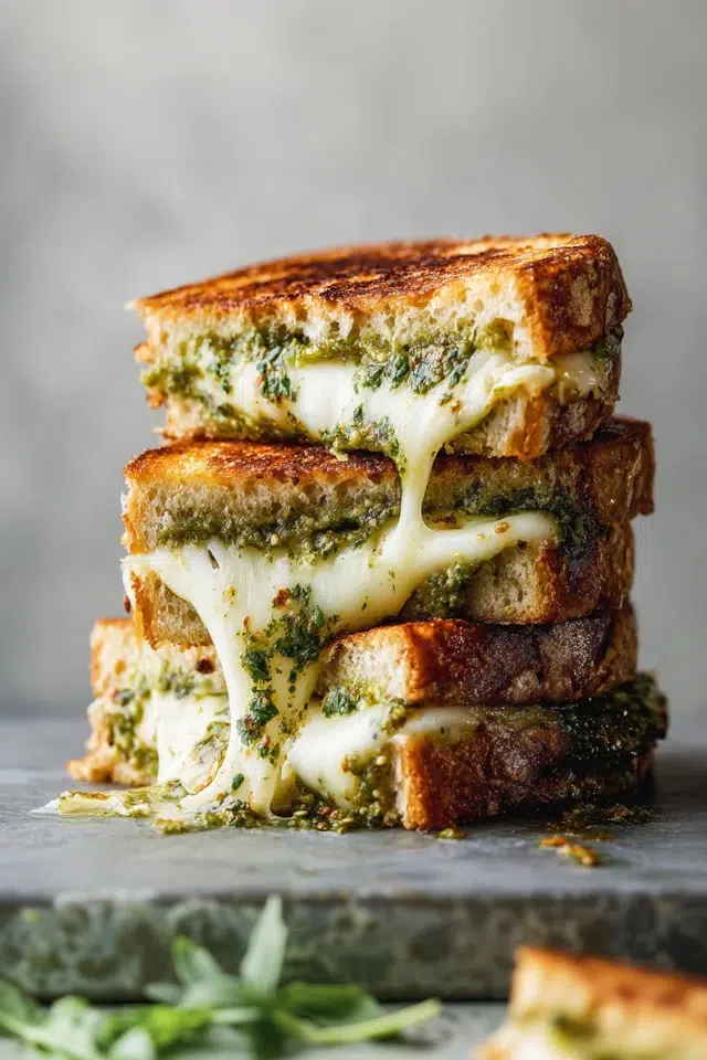 Sourdough Pesto Grilled Cheese - Gourmet Martha