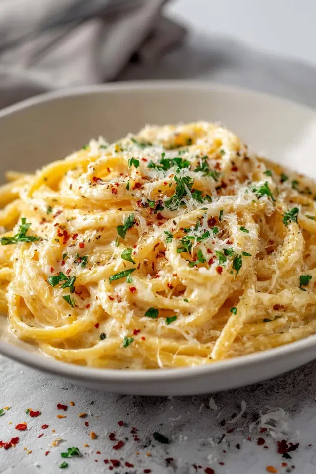 One Pot Creamy Garlic Pasta - Gourmet Martha