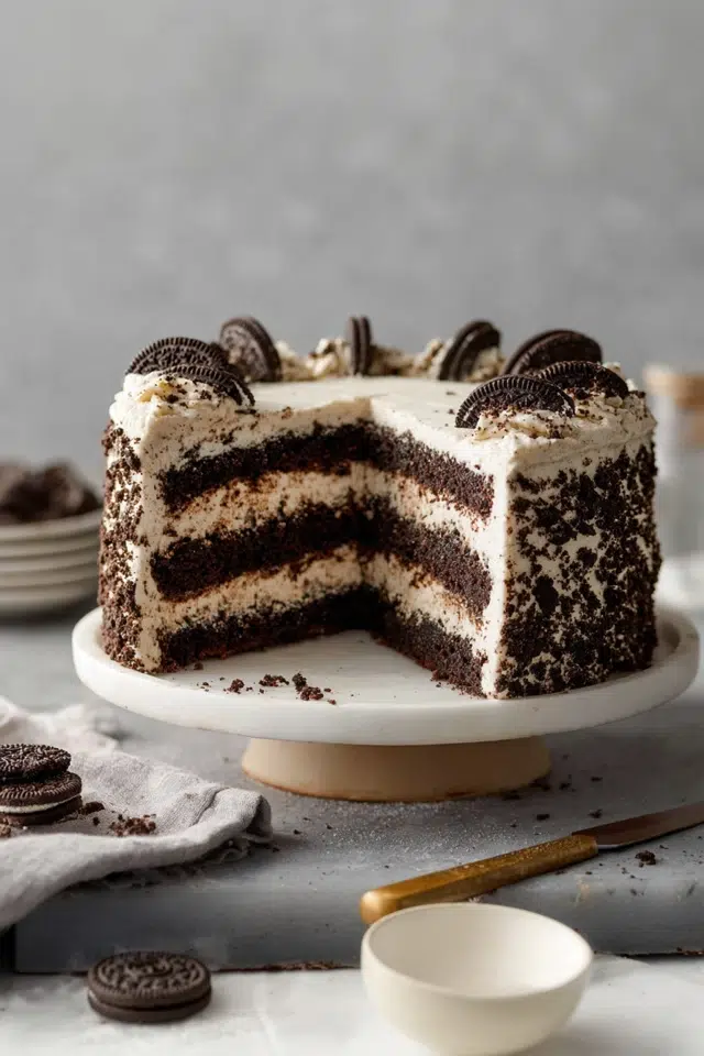 Oreo Layer Cake with Cream Cheese Frosting - Gourmet Martha