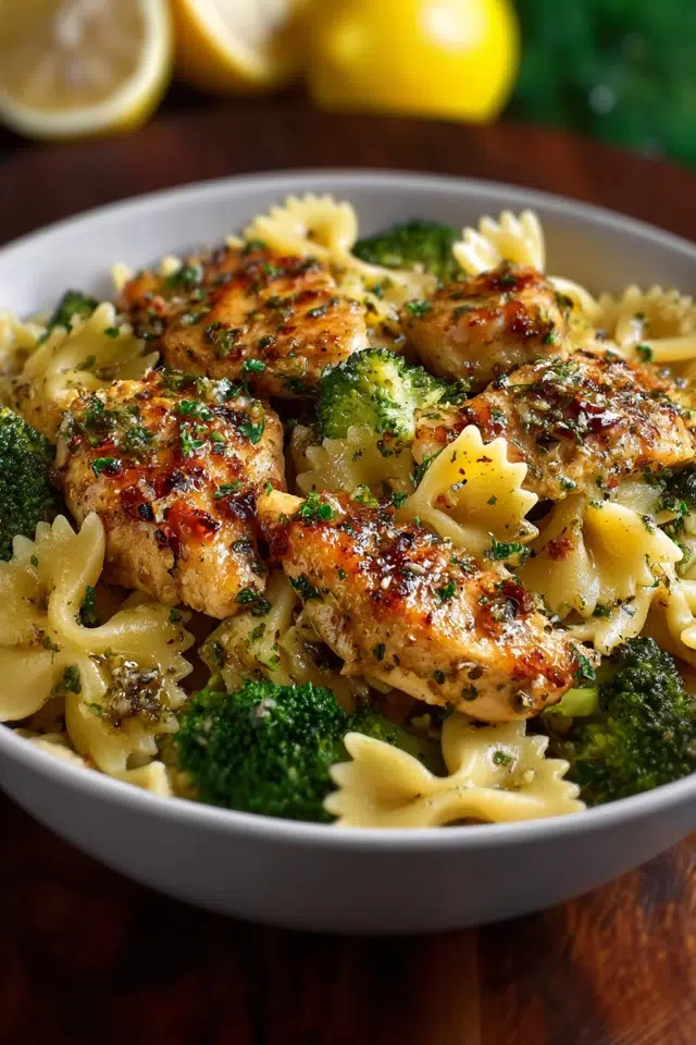 Cowboy Butter Lemon Bowtie Chicken with Broccoli - Gourmet Martha