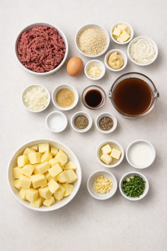Salisbury Steak Meatballs with Garlic Herb Mashed Potatoes - Gourmet Martha