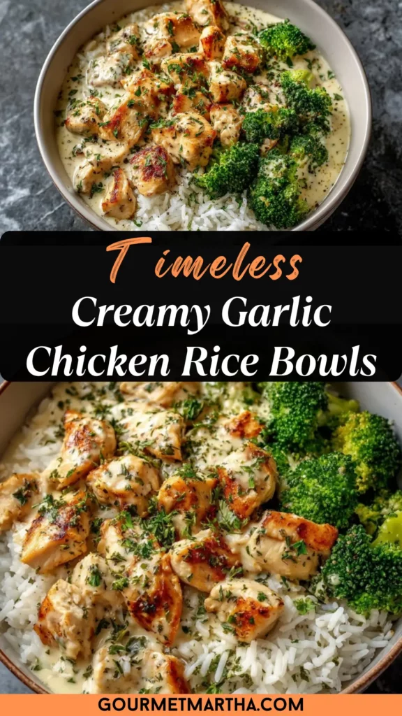 Creamy Garlic Chicken Rice Bowls - Gourmet Martha