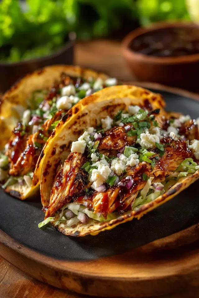 Garlic Butter Honey BBQ Chicken Tacos - Gourmet Martha
