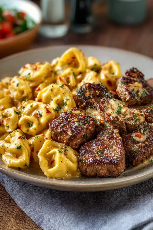 Creamy Cowboy Butter Tortellini Steak Bites - Gourmet Martha
